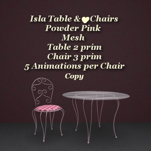 Second Life Marketplace - Isla Table & Chairs Powder Pink1